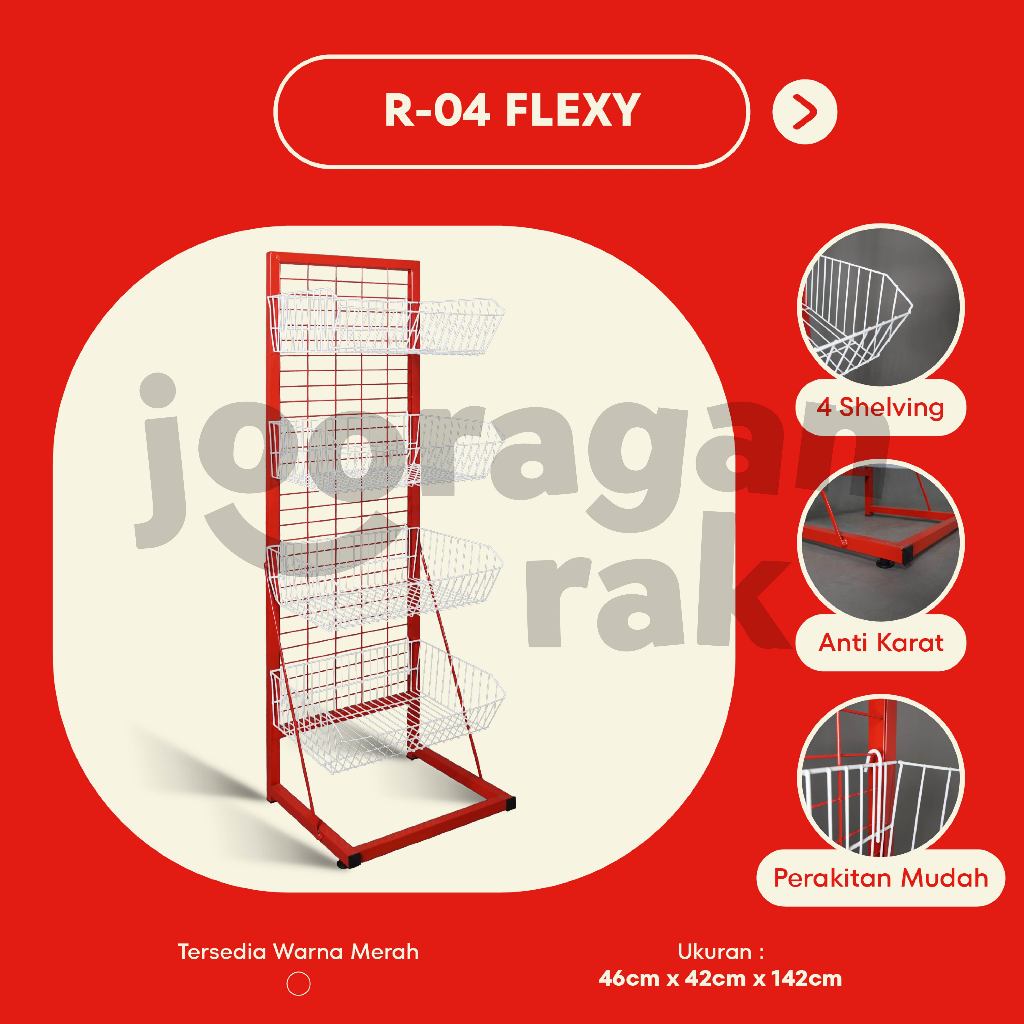 Jual FLEXY RAK TOKO DISPLAY KERANJANG SNACK CIKI BESI JUMBO SERBAGUNA ...