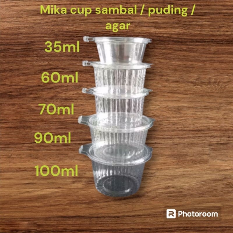 Jual Isi 50pcs Mika Cup Pudding Agar / Mika Sambal + Tutup Sambung 35ml ...