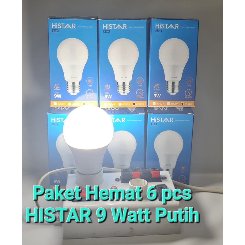 Jual Paket Hemat 6 Pcs Lampu Led HiSTAR 9 Watt Cahaya Putih dan kuning ...