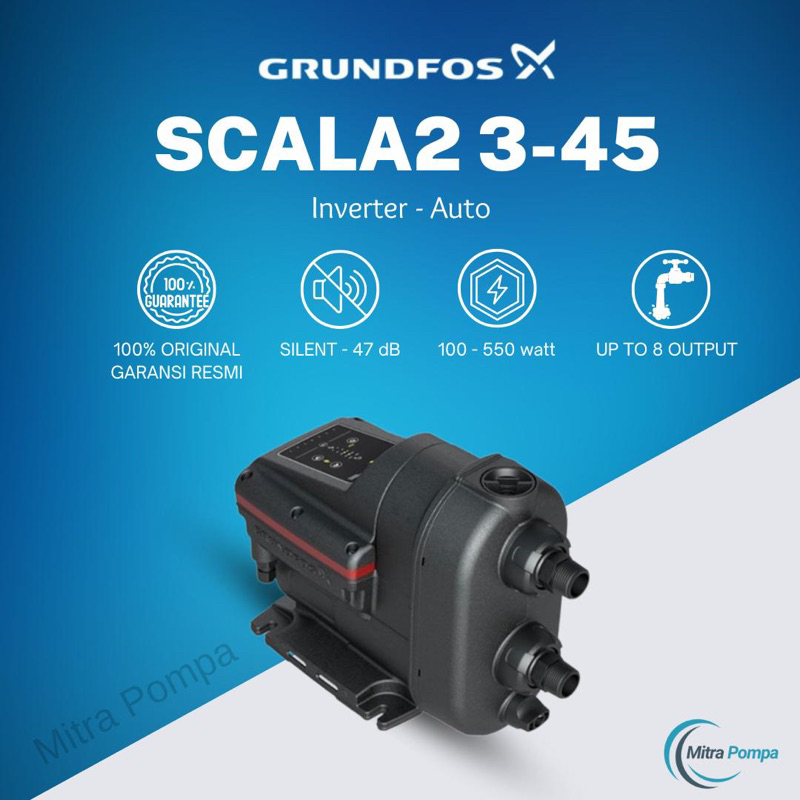 Jual pompa air booster silent inverter grundfos scala 2 3-45 | Shopee ...