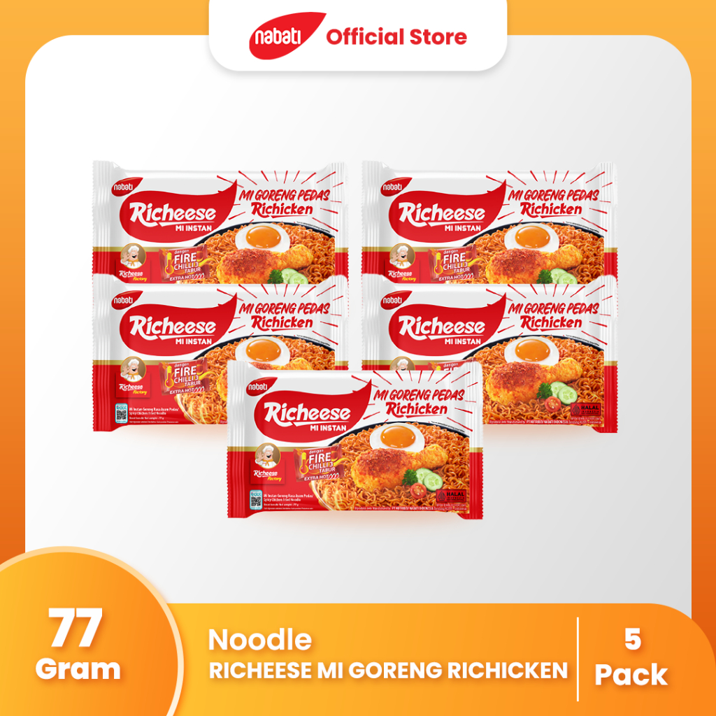 Jual [Bundle Pack Isi 5] Richeese Mi Goreng Richicken 77g Level 3 ...