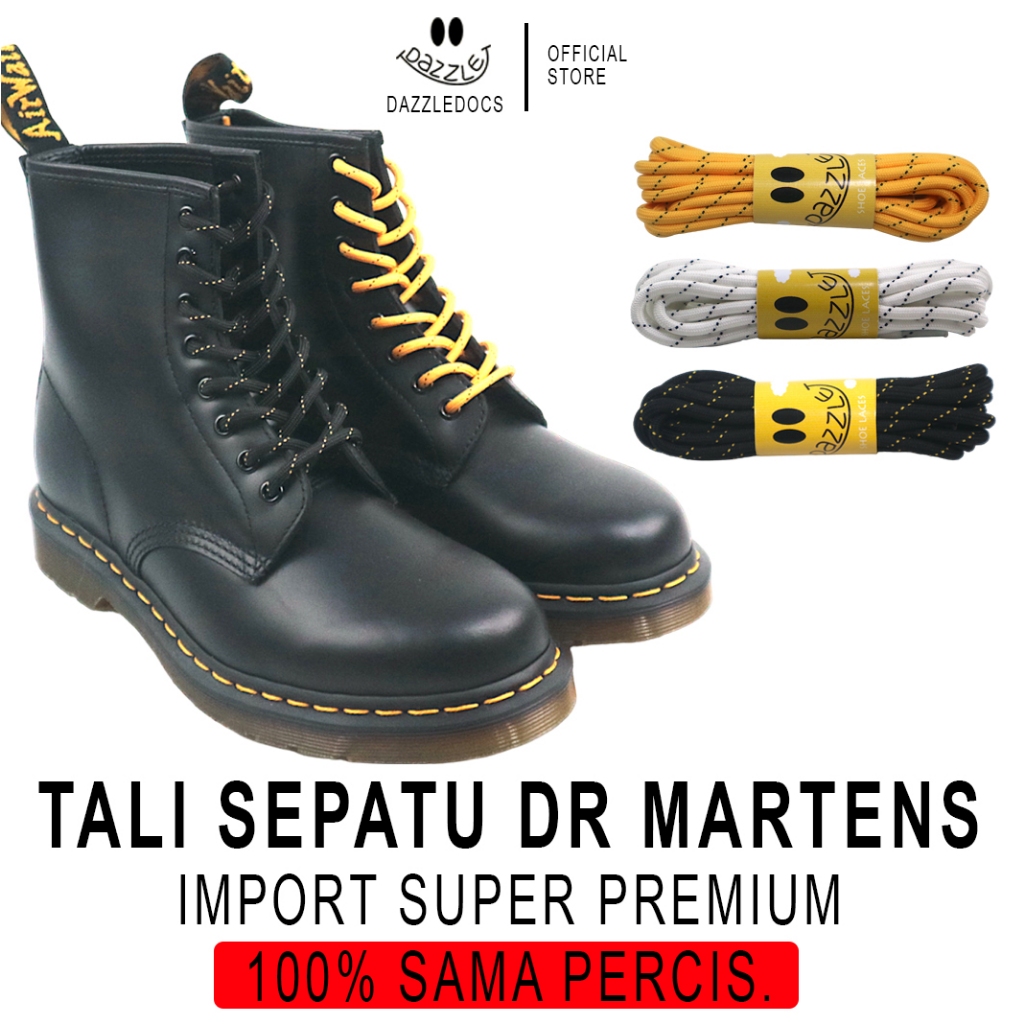 Jual Tali sepatu docmart 8 hole dr martens 8 lubang 140 cm hitam kuning ...