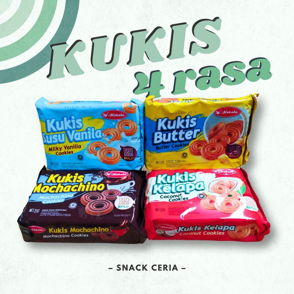 Jual Kokola Kukis 218gr rasa Susu Vanilla, Butter, Kelapa, Mochachino ...