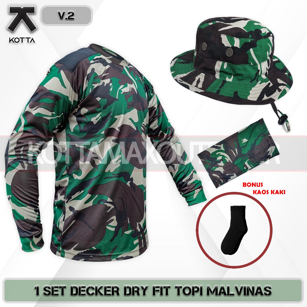 Jual SET SETELAN BAJU KAOS DECKER BUSA LENGAN PANJANG TOPI RIMBA MASKER BUFF LORENG TNI MALVINAS ...