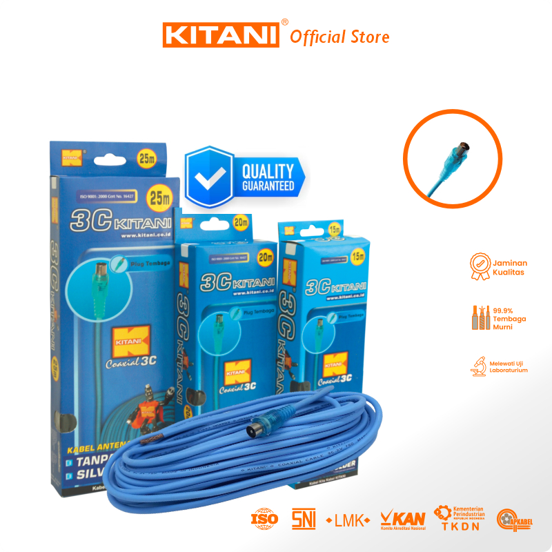 Jual KITANI - Coaxial 3C+Plug - 25 Meter - Kabel Antena TV | Shopee Indonesia