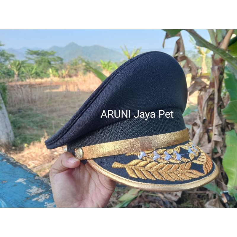Jual Topi pet paskibra dan marcing band full hitam dengan bordir kapas ...