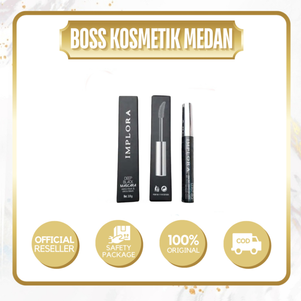 Jual IMPLORA Deep Black Mascara Extra Thick & Black 3.8gr Waterproof ...