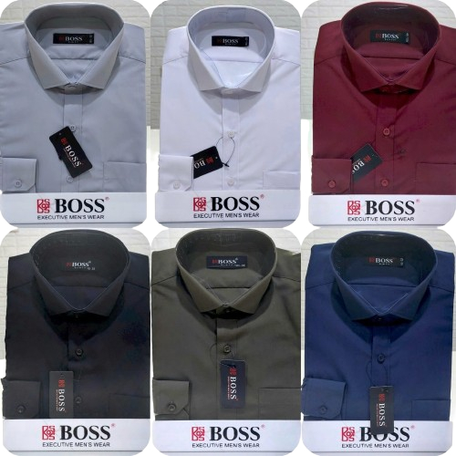 Jual Kemeja BOSS Pria Polos Slimfit Lengan Panjang Kerja Formal ...