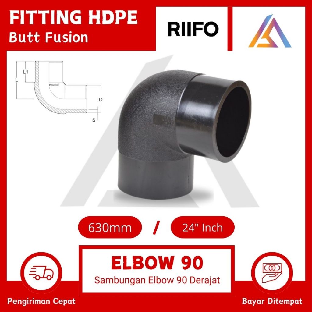 Jual Fitting HDPE Butt Fusion Elbow 90 PN 10 630mm ~ 24" | Shopee Indonesia