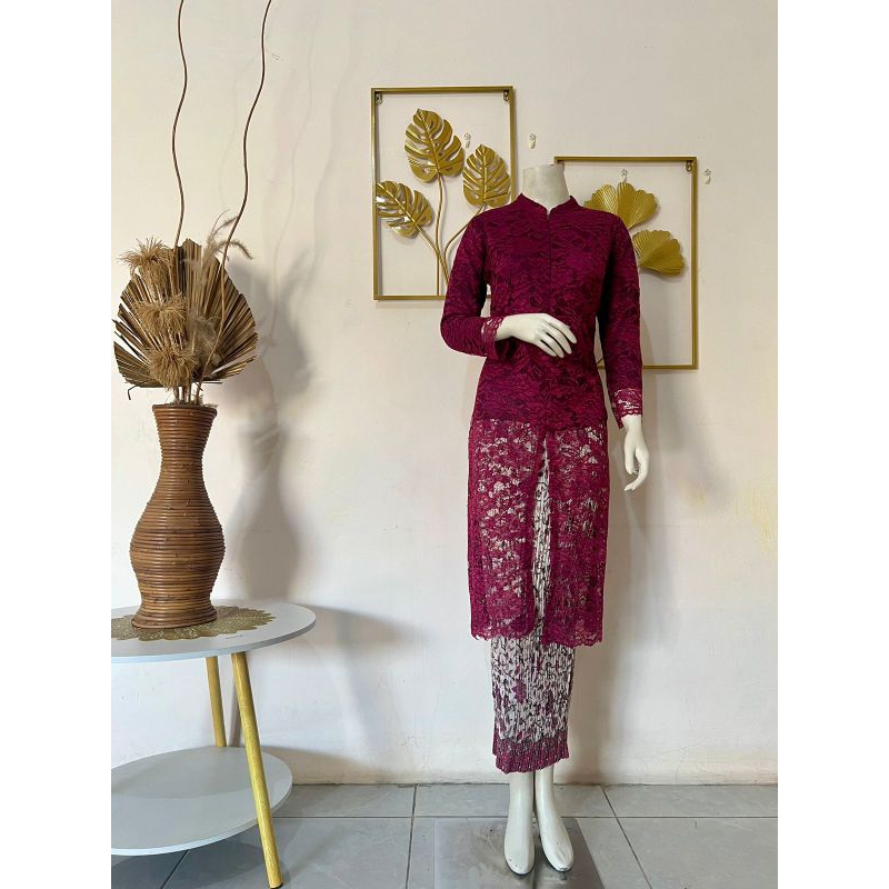 Jual SETELAN KEBAYA BROKAT LONG TUNIK SANGHAI/KEBAYA SERAGAMAN PESTA ...