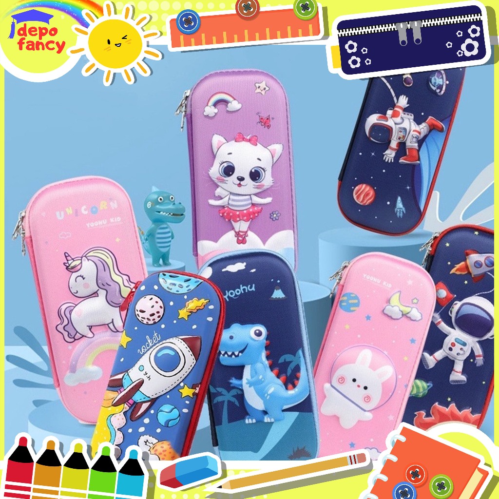 Jual Kotak Pensil 1 Resleting HARD CASE Gambar Timbul SH-6687 / Tempat ...
