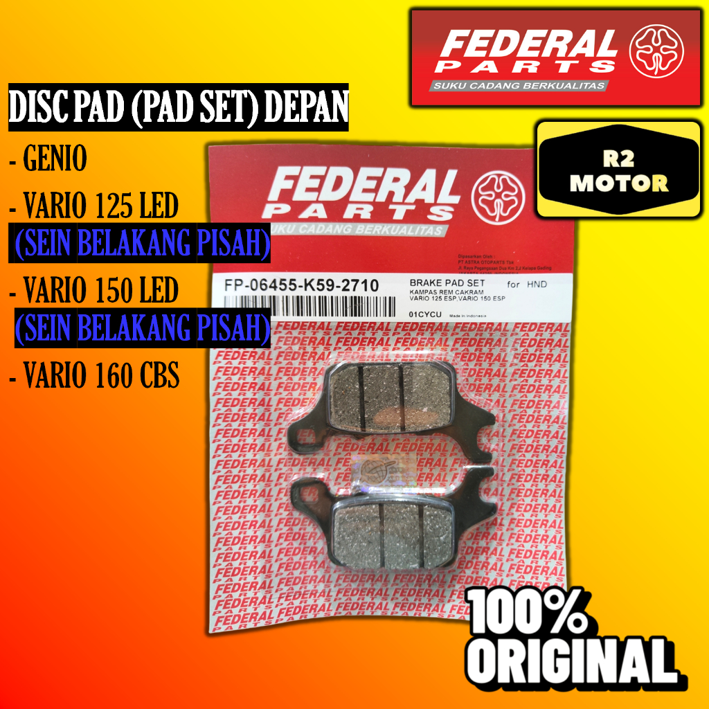 Jual FP KAMPAS REM CAKRAM PAD SET DEPAN FEDERAL K59 GENIO VARIO 125 150 ...