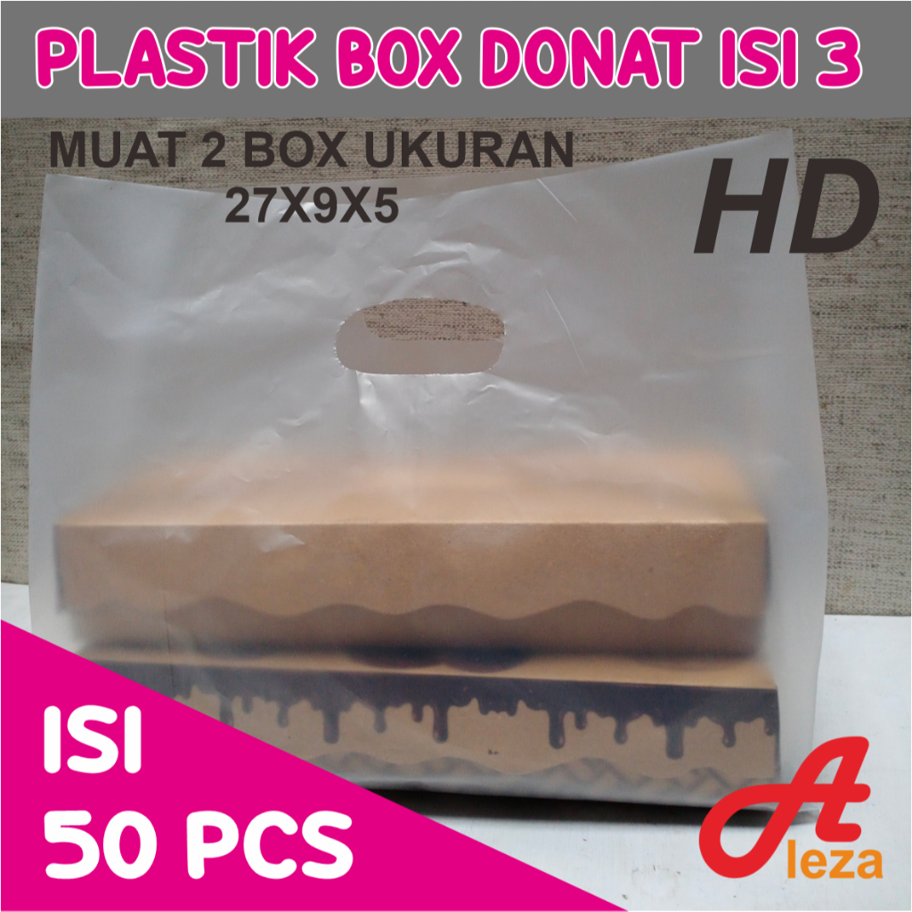 Jual Plastik box donat isi 3/Kantong Plastik Dus donat isi 3 1 pak isi ...