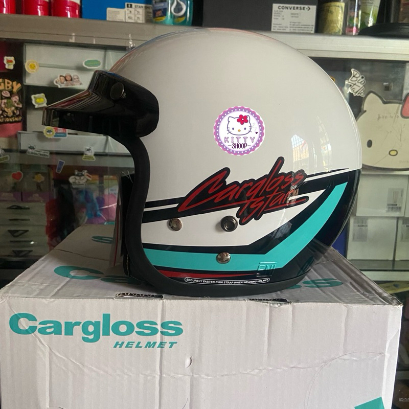 Jual HELM CARGLOSS ORIGINAL CFM RETRO halface - Starline white glosy ...