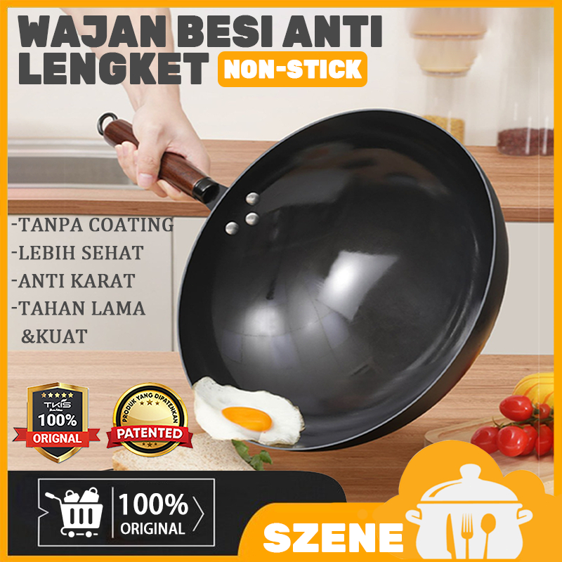 Jual Wajan Besi Hitam 34cm / Wajan Enamel Gagang Anti Gores Anti Karat ...