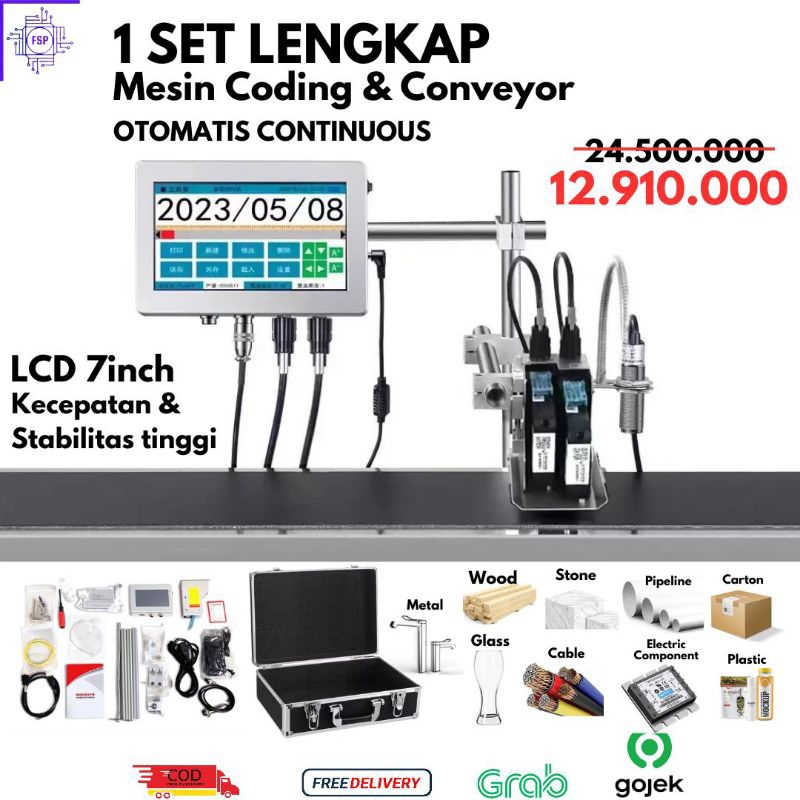 Jual Mesin Coding Otomatis + Conveyor Set//Machine printer Cetak ...