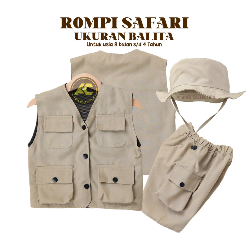Jual Setelan Rompi Safari Bayi Balita laki laki perempuan / Rompi Anak ...