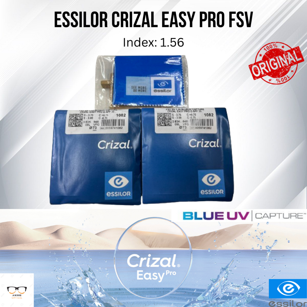 Jual Lensa Kacamata Blueray Essilor Crizal Easy Pro Blue UV Capture FSV ...