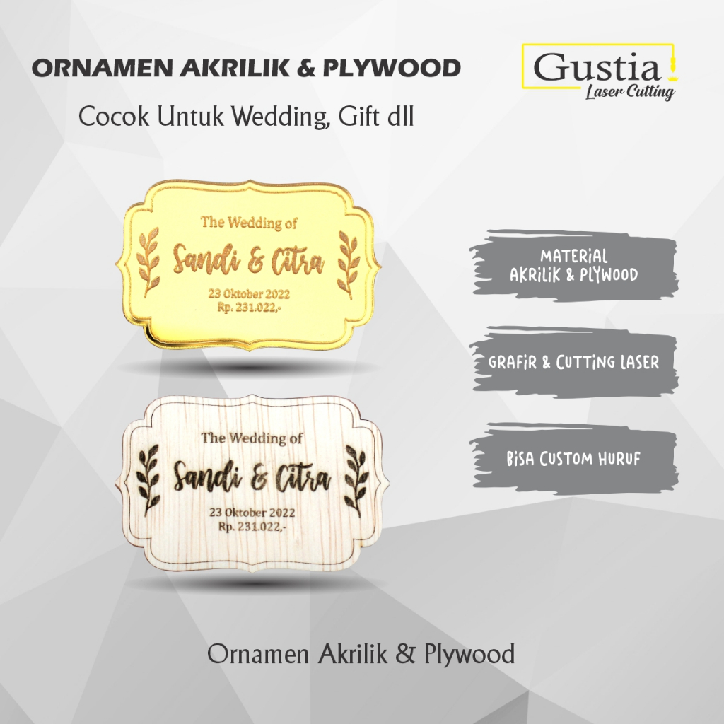 Jual Laser Cut Grafir Nama Kayu Mahar Label Ukir | Seserahan Mahar ...