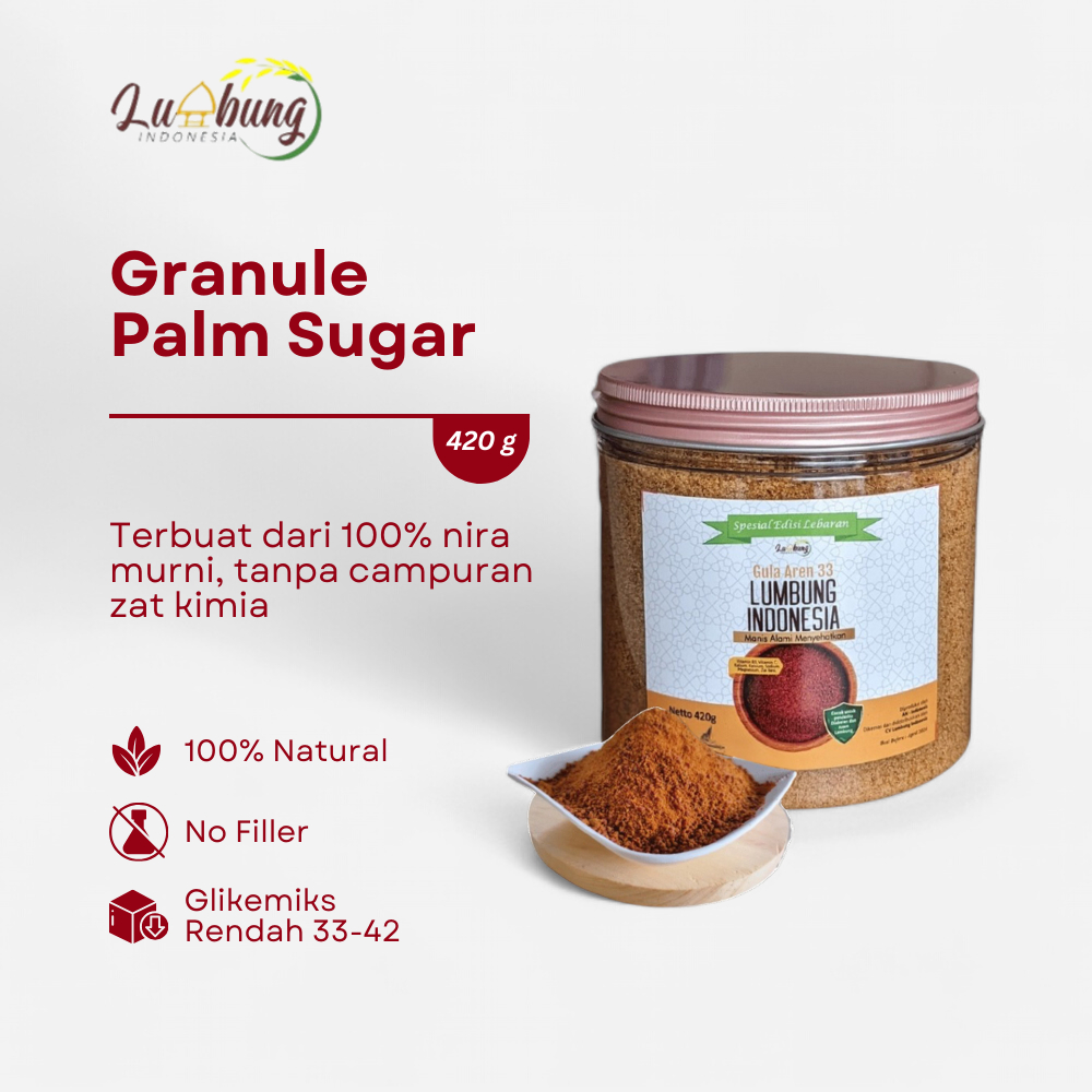 Jual Lumbung Indonesia Gula Aren 33 Bubuk Semut 420g - Premium Palm Sugar Asli Organik, Praktis ...