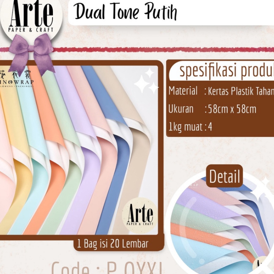 Jual PRODUK BARU KAMI 2 Lembar Pita Dual Tone Putih Kertas Buket Korea ...