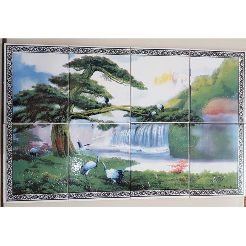 Jual panel keramik 20x25 8pcs 50x80cm/hiasan dinding/motif pemandangan ...