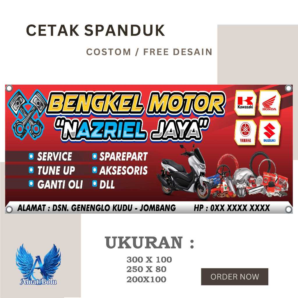 Jual Spanduk Banner Bengkel Motor Ukuran,Desain, Bisa Request Suka Suka ...