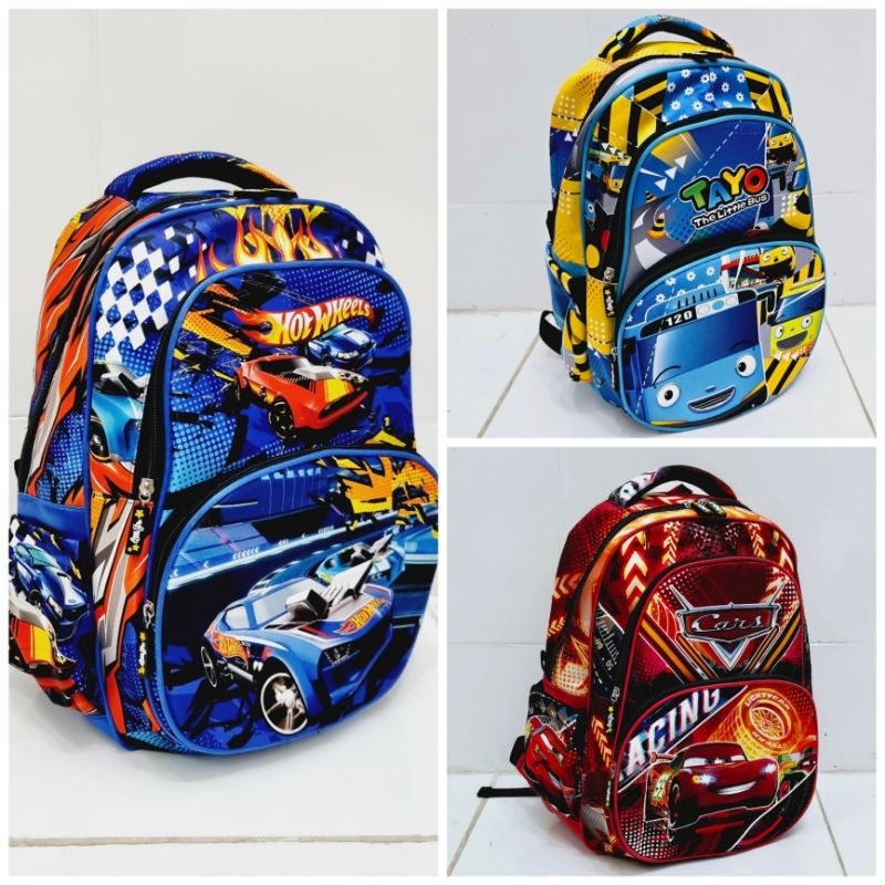 Jual Tas Ransel Sekolah HOTWHEELS - CARS - TAYO - THOMAS TRAIN uk. 12 ...
