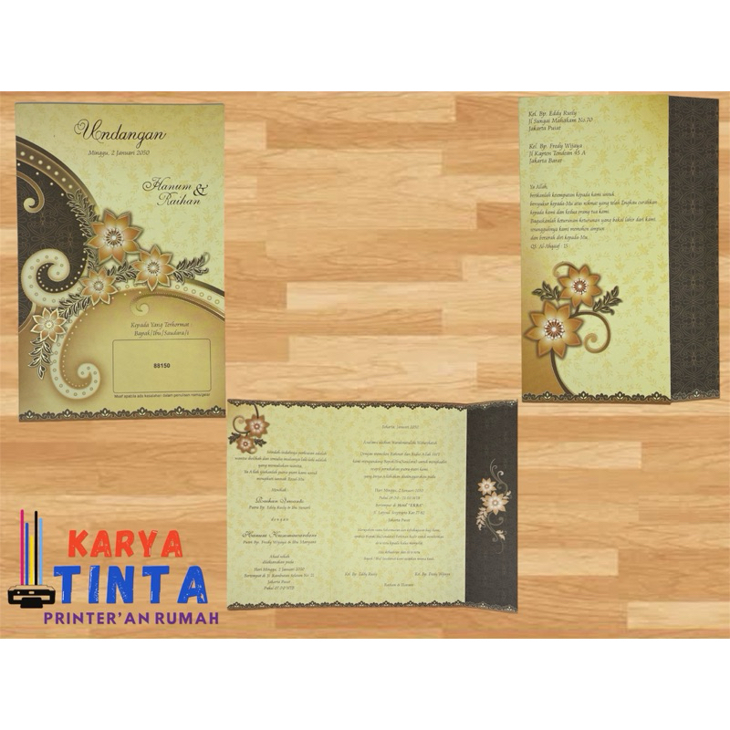 Jual Undangan Pernikahan Aesthetic Full Color Foil Emas 88150 | Shopee ...