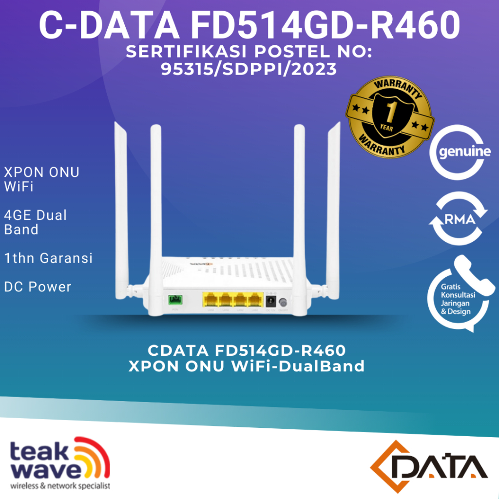 Jual C-DATA XPON ONU FD514GD-R460 4GE DUAL BAND WIFI ONT GPON EPON ONT ...