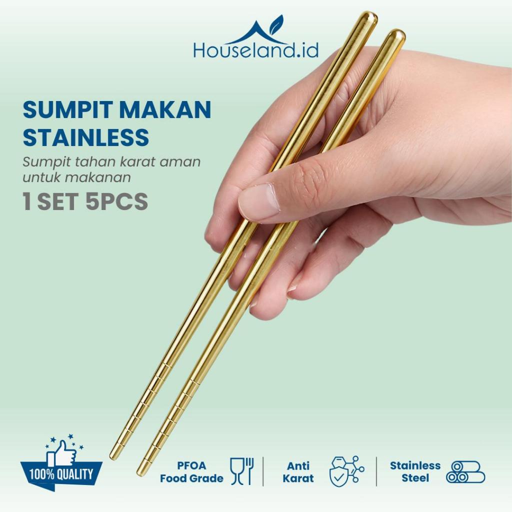 Jual Houseland Sumpit Stainless Isi 5 Pasang | Sumpit Mie | Sumpit ...