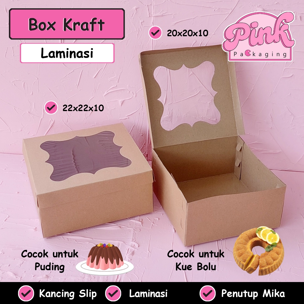 Jual Box Kotak Dus Kue Kraft Tart Roti Chiffon Cake Laminasi Jendela ...