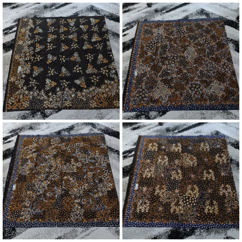 Jual kain batik tulis lasem Motif klasik biru navy kuning gold emas ...