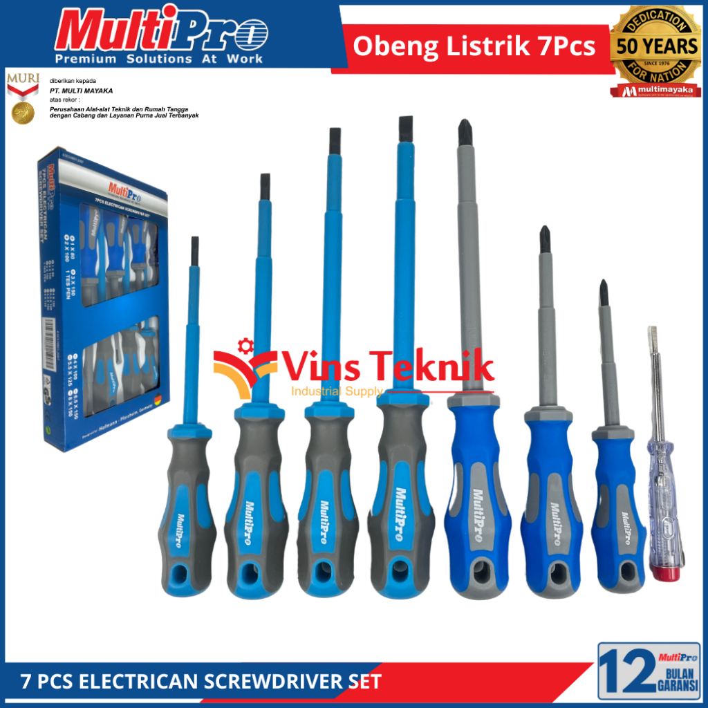 Jual Obeng Listrik Set MULTIPRO 7 PCS Electrican ScrewDriver Set HEAVY ...