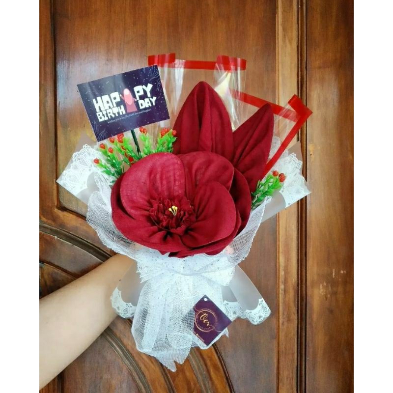 Jual Buket Hijab / Buket Hijab Segi Empat Polos Maroon / Buket Hijab ...