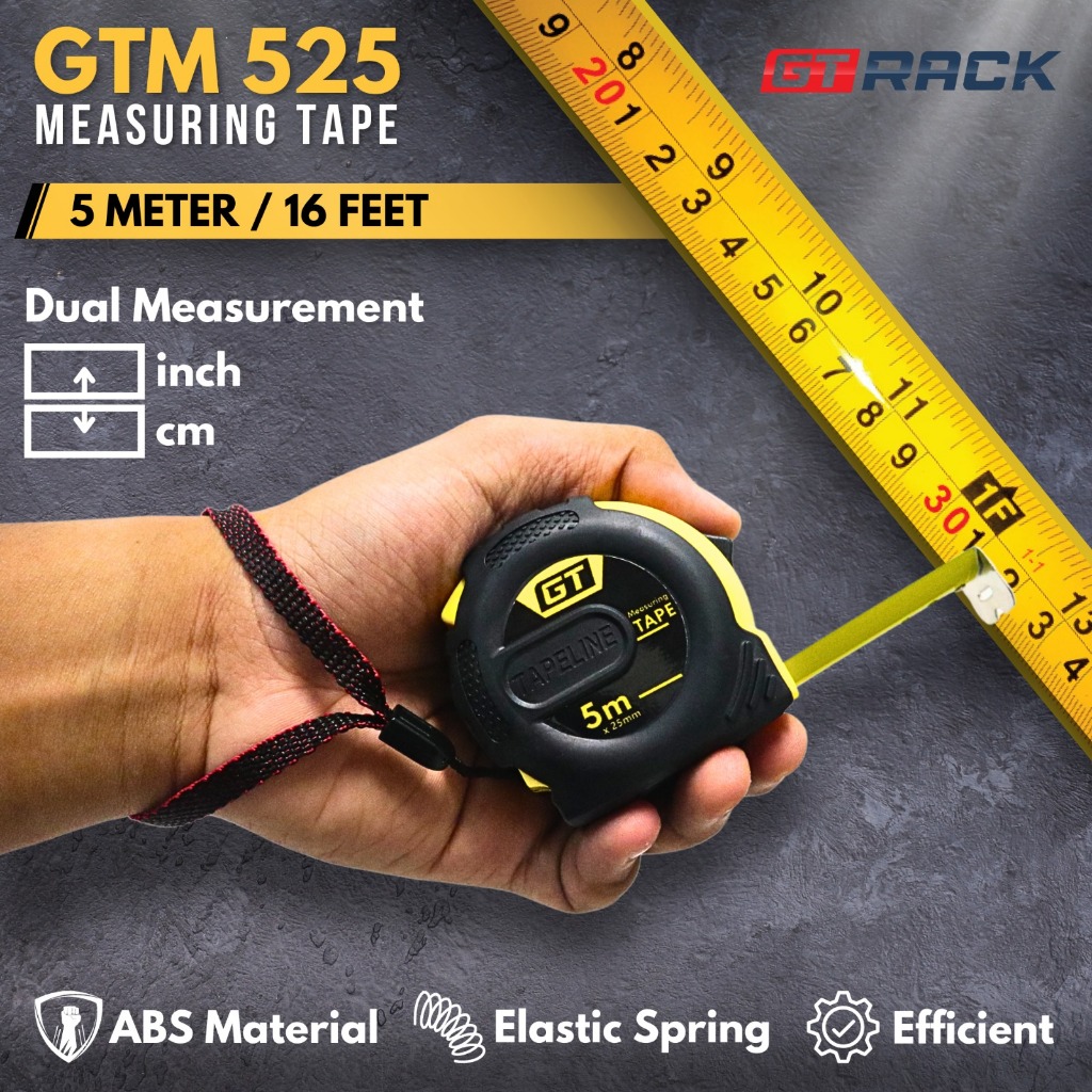 Jual GT RACK TAPE MEASURE 5 METER - METERAN KARET GTM525 ABS PEGAS ...