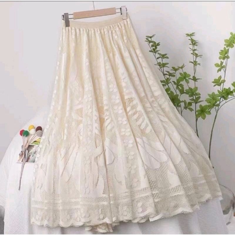 Jual Jesa Rok Brukat Renda Lace Panjang Wanita Import Premium Rok ...