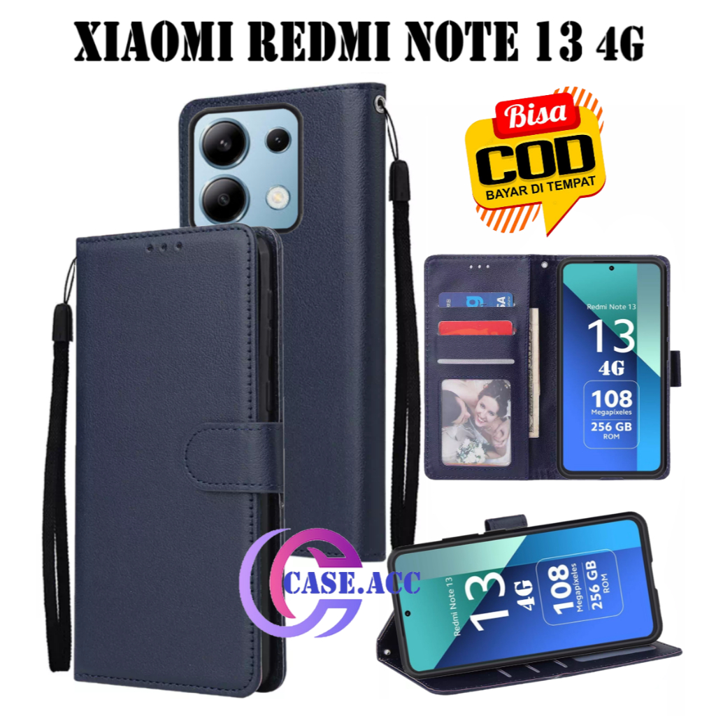 Jual flip case wallet kulit premium XIAOMI REDMI NOTE 13 4G bisa buka ...