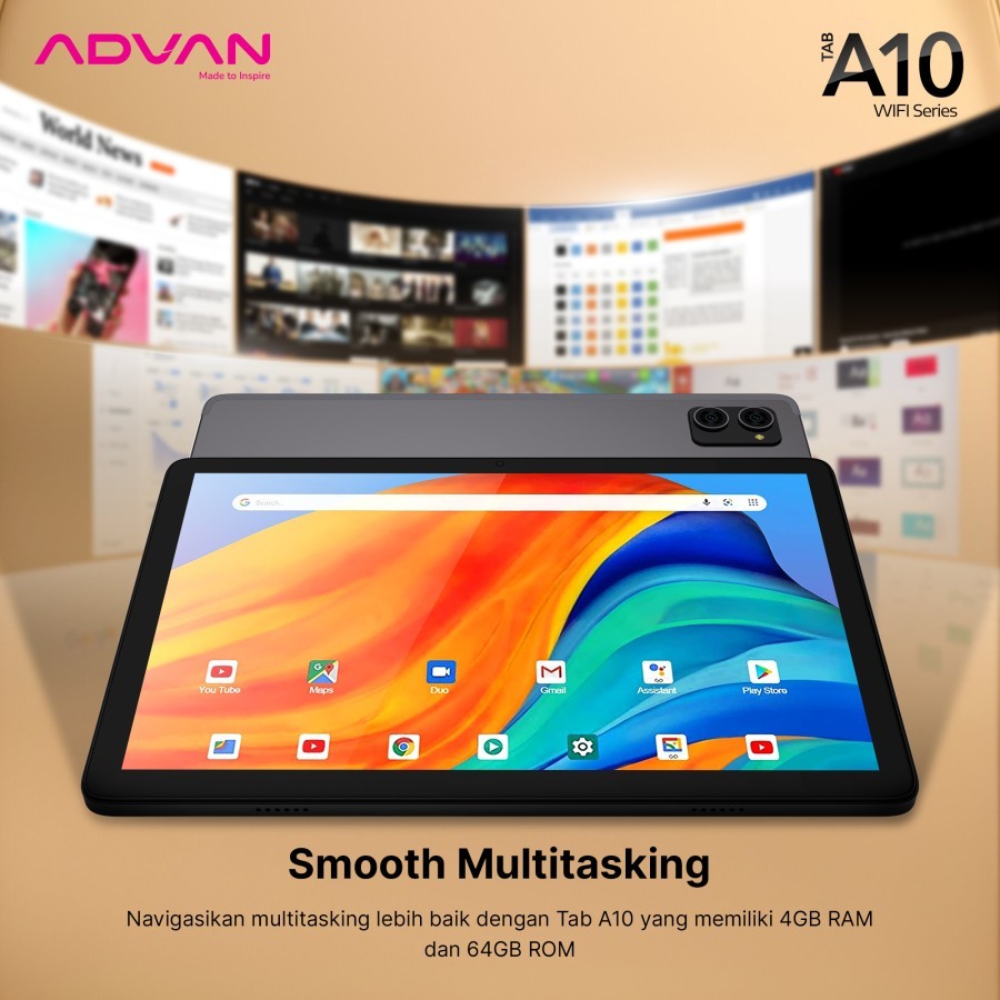 Jual ADVAN TAB A10 Wifi 4GB/64GB 10.1”IPS Screen Tablet Android 14 ...