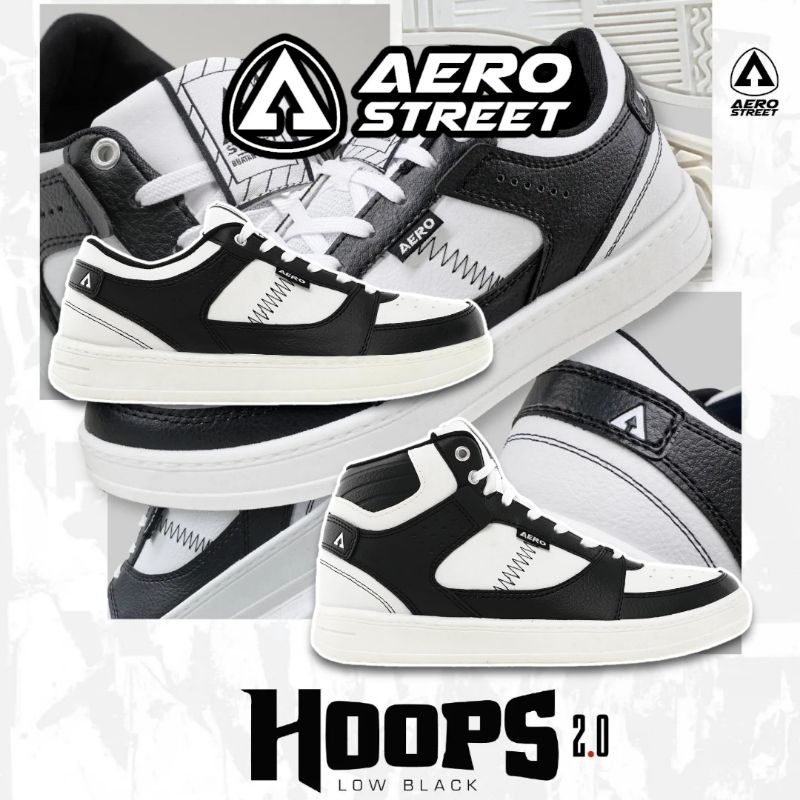 Jual Aerostreet Hoops 2.0 High | Low Hitam Putih - Sepatu Sneakers ...