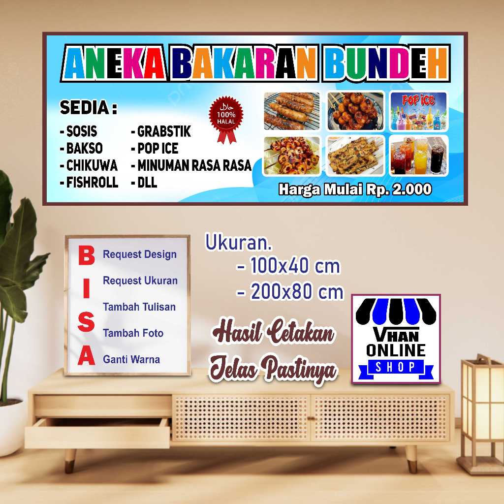 Jual Custom Spanduk Banner MMT Aneka Bakaran Sosis dan Seafood Warna ...
