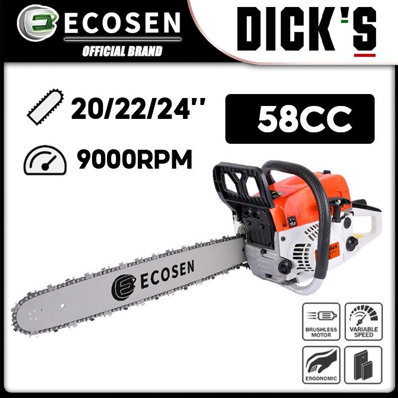 Jual DICKS Mesin Potong Kayu 58CC 20inch Chainsaw 2Tak Untuk Gergaji Mesin Alat Outdoor Mesin ...