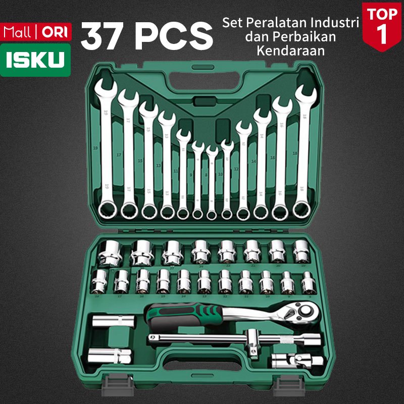 Jual ISKU Kunci Shock Set 37pcs 72gigi/Full Lengkap Socket Toolkit ...