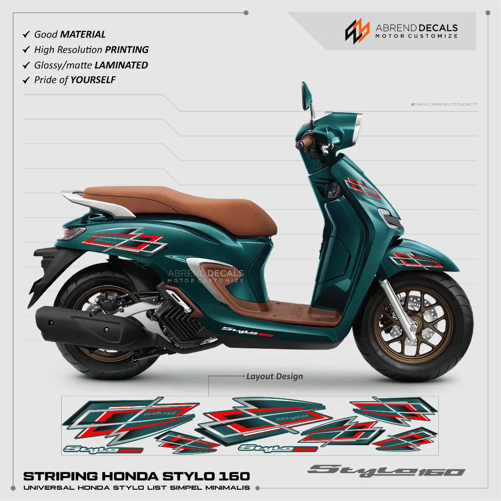 Jual STRIPING STYLO GRAFIS LIST SIMPEL / STIKER MOTOR HONDA STYLO 160 ...