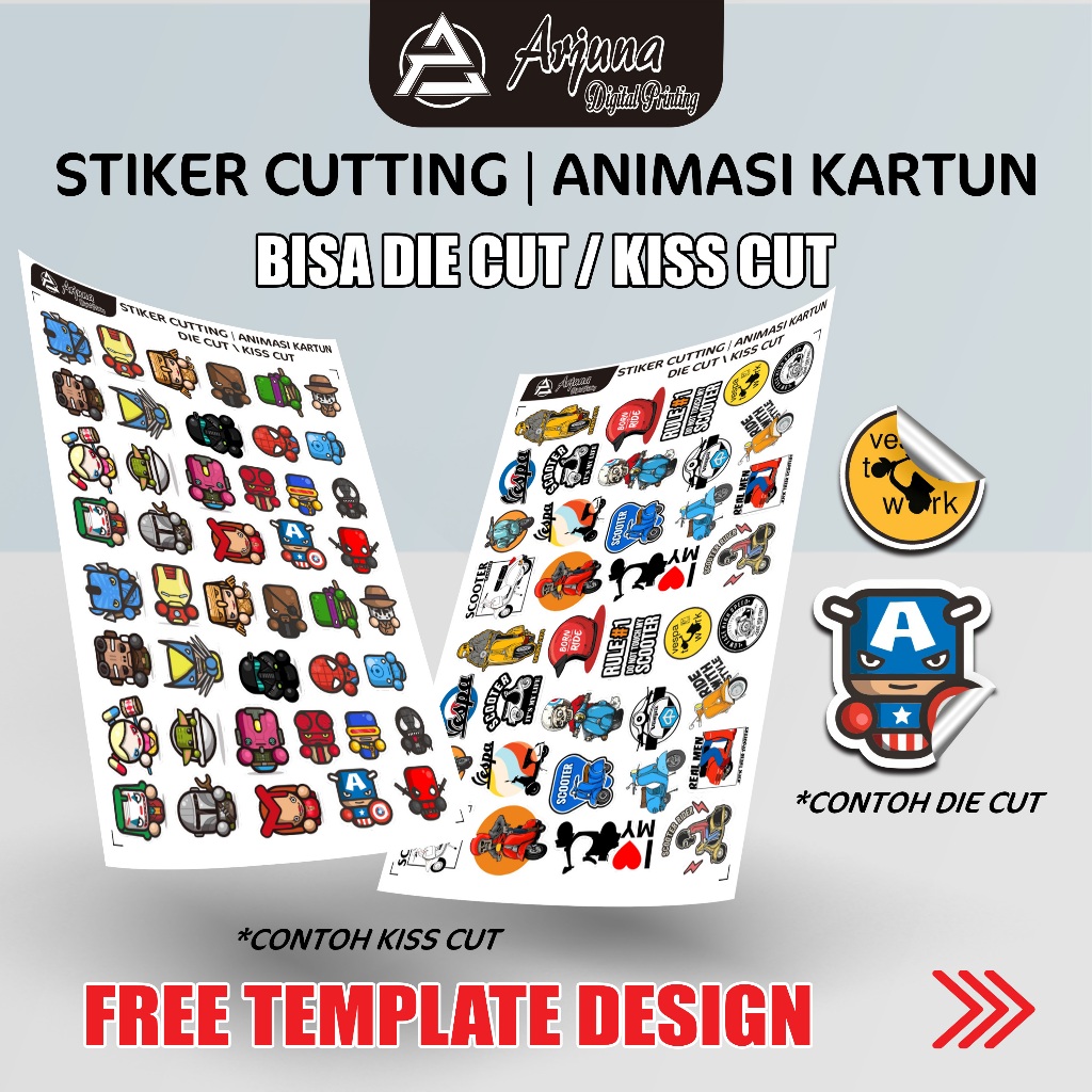 Jual STIKER VINYL GLOSS & MATTE KISS CUT & DIE CUT FREE DESIGN TEMPLATE ...