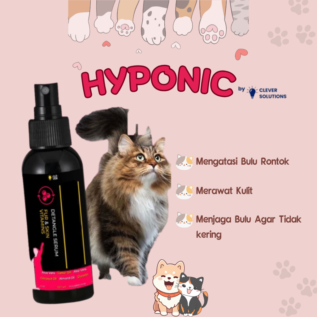 Jual Clever Solution Serum Vitamin Bulu Kucing Spray 100 ML Penumbuh ...