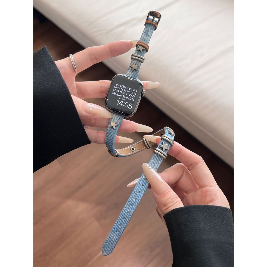 Jual ottostrap | double loop denim leather strap band suitable for ...