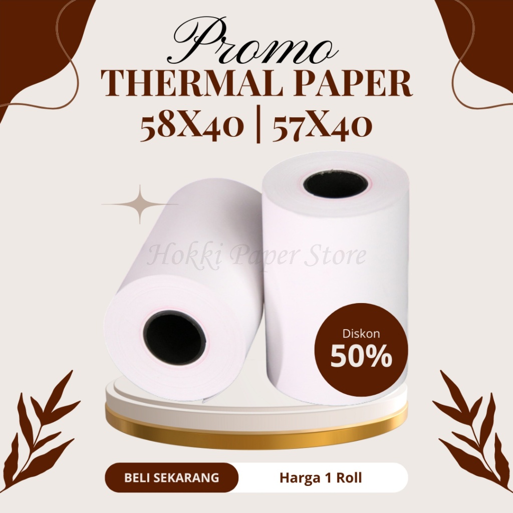 Jual KERTAS THERMAL STRUK KASIR / PPOB PAPER ROLL 58X40 / 57X40 TERMAL ...