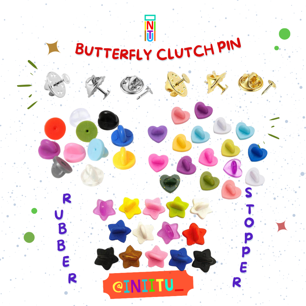 Jual [Peniti Tusuk SET] | Pin Kuningan | Gold Butterfly Rubber Stopper ...