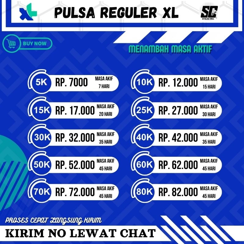 Jual Pulsa Reguler XL|Menambah Masa Aktif|Wajib Baca Deskripsi & Chat ...